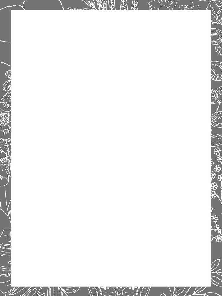 Monochrome Abstract Flower A4 Blank Page Border | PDF