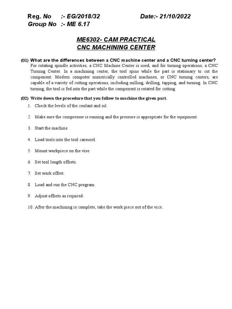 CNC Lab Report | PDF