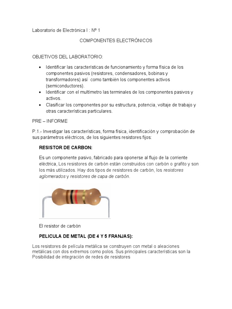 Objetivos Del Laboratorio | PDF | Resistor | Transistor