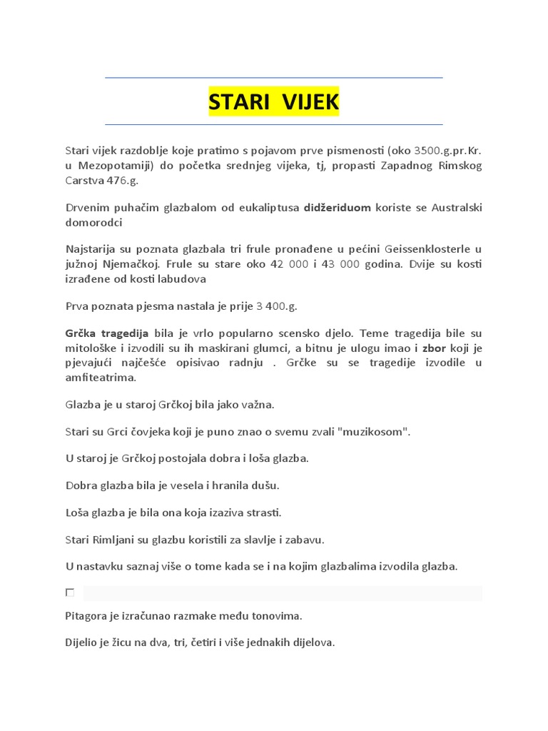 Glazbeni - Stari Vijek | PDF