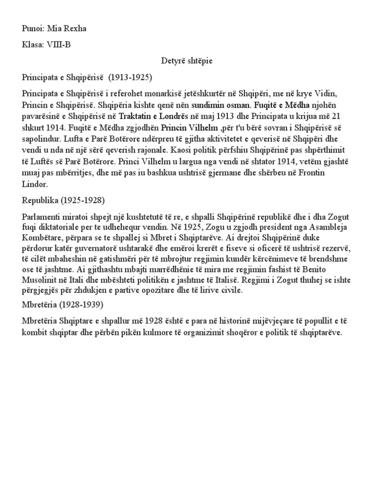 Mbreteria, Republika Shqip. | PDF