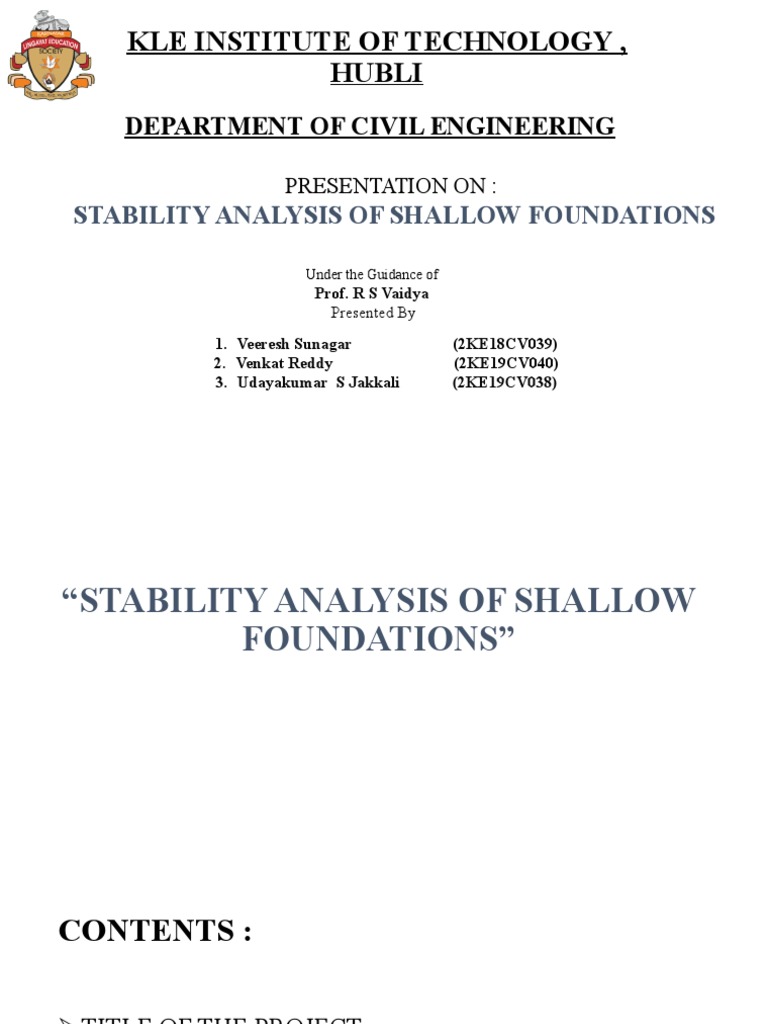 Kle Institute of Technology, Hubli: Department of Civil Engineering | PDF | Reliability ...