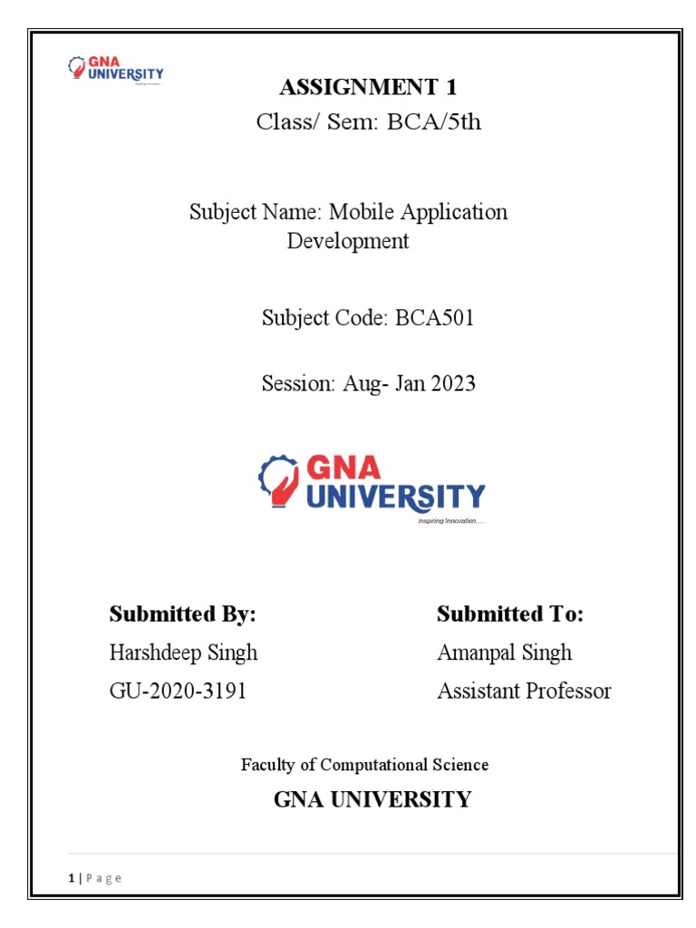 MAD Assignment | PDF | Android (Operating System) | Application Software