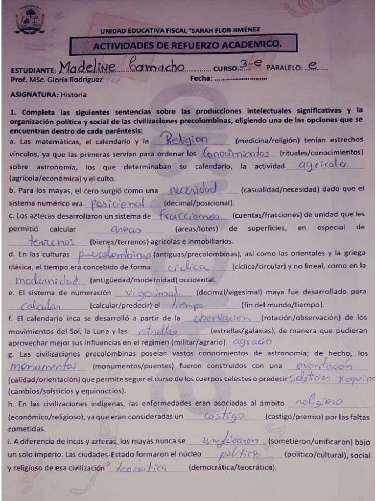 Camacho 3 - E-Actividades de Refuerzo Historia | PDF