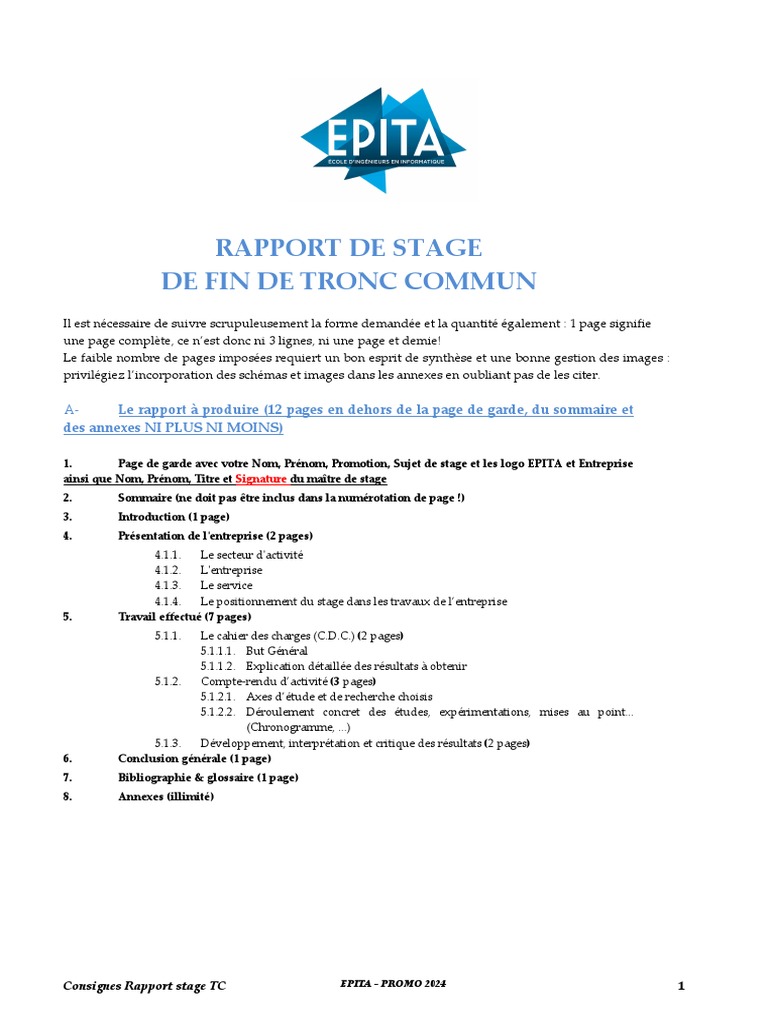 Consignes Rapport TC2024 | PDF | Cognition | Sciences cognitives