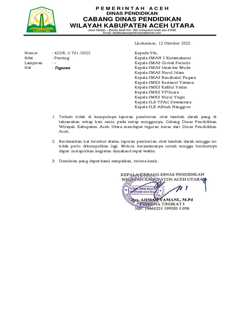 Surat Teguran TTD | PDF