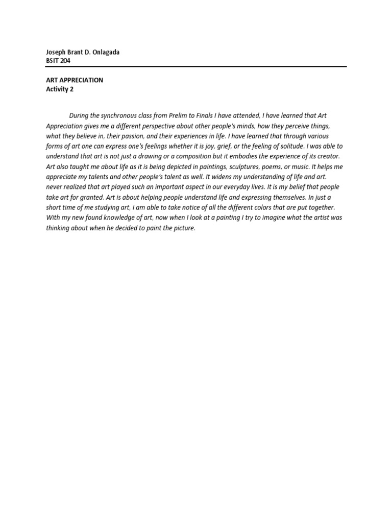 Art App - Activity 2 | PDF | Social Science | Self-Improvement