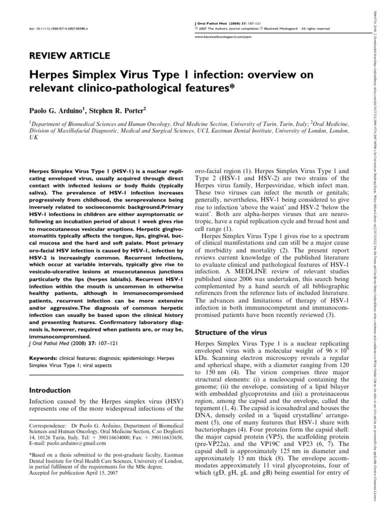 Overview of HSV-1 Infection Features | PDF | Herpes Simplex | Diseases ...
