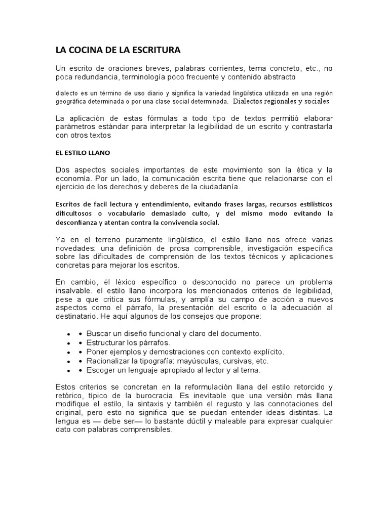 La Cocina de La Escritura | PDF | Oración (Lingüística) | Puntuación