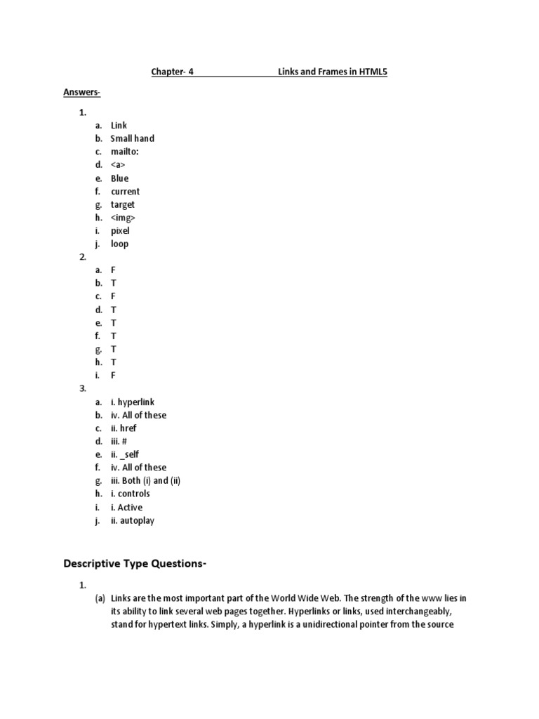 Chapter4 Links and Frames | PDF | Hyperlink | Html Element