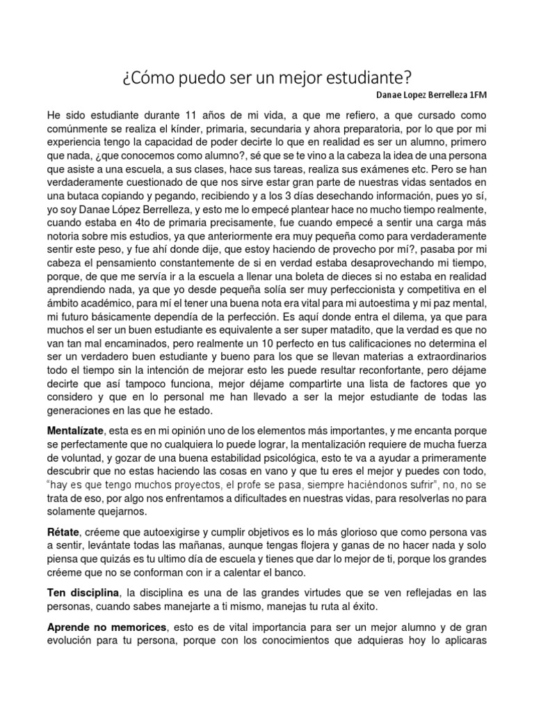 Cómo Puedo Ser Un Mejor Estudiante | PDF