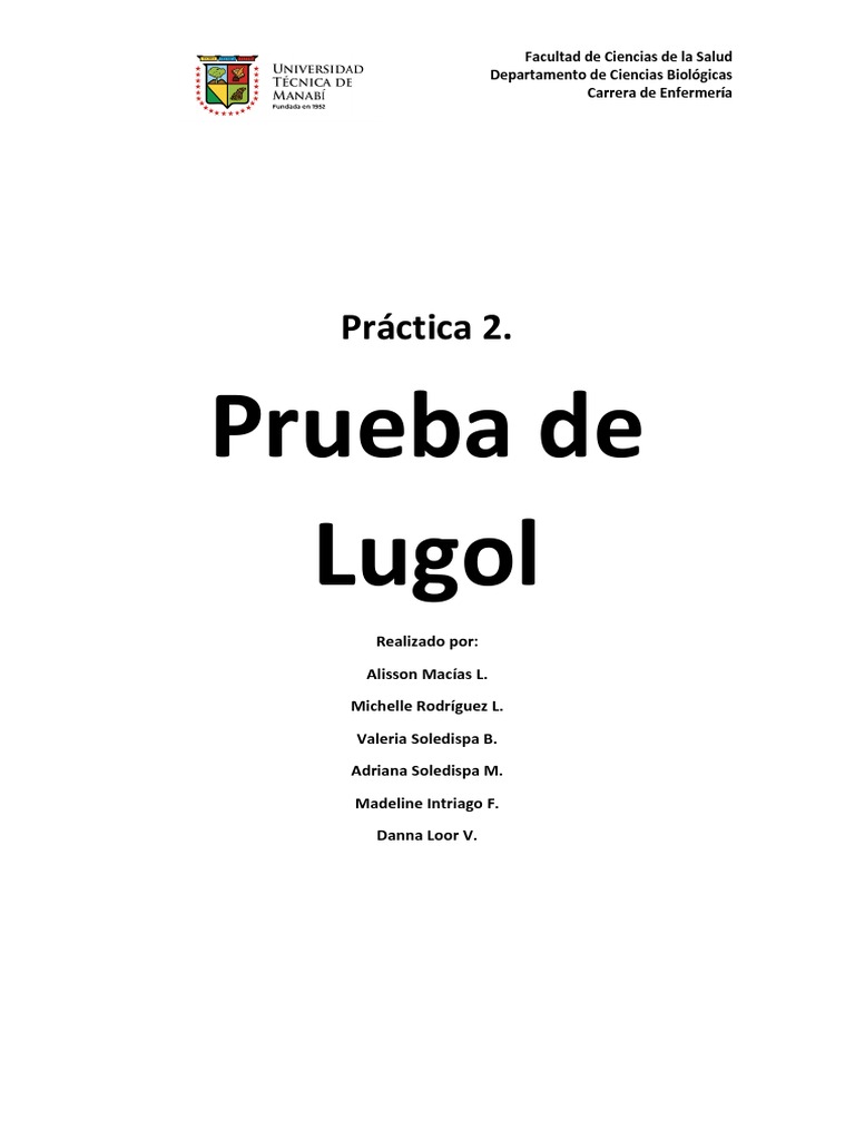 Práctica 2. Prueba de Lugol Dos | PDF