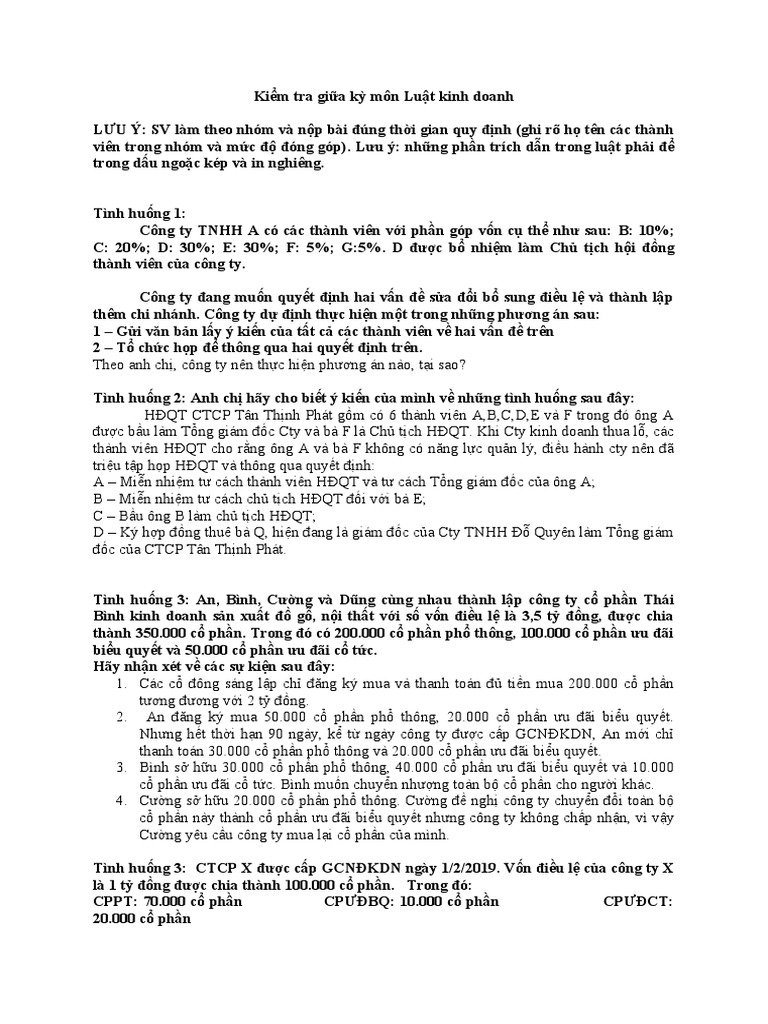 Kiểm Tra Giữa Kỳ LKD Kì 1 Năm 2022 | PDF