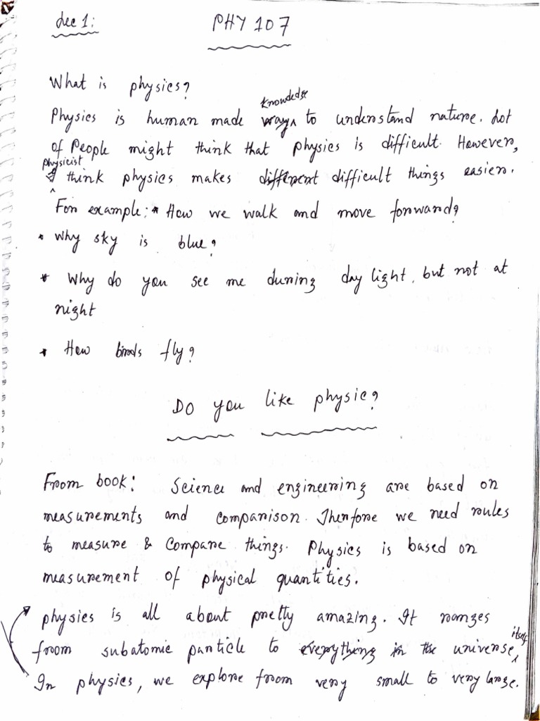 PHY107 Lecture Notes - Lecture #1, #2, #3, and #4 | PDF PHY107 Lecture Notes - Lecture #1, #2, #3, and #4 | PDF