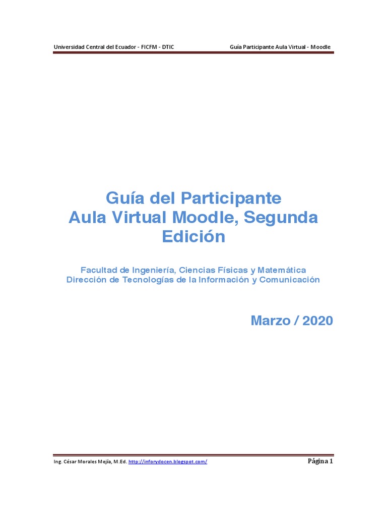 Guía Participante Del Aula Virtual Moodle UCE | PDF | Moodle | Foro de Internet
