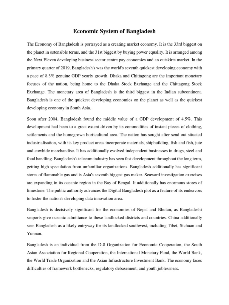 Economic System of Bangladesh - Siam Ahmed | PDF