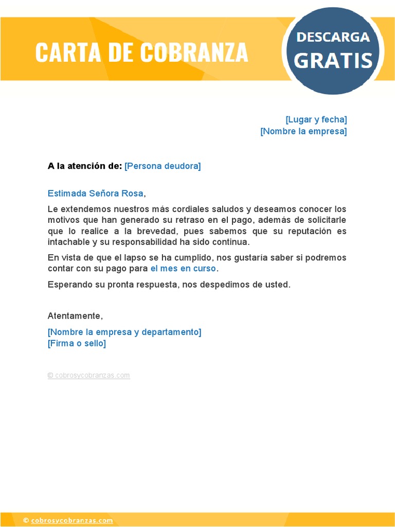 Modelo Carta Cobranza Amable Amistosa | PDF