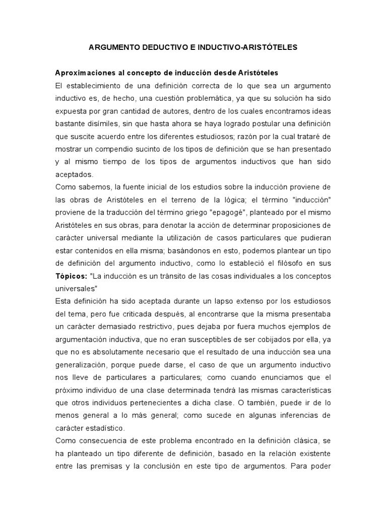 Argumento Deductivo e Inductivo | PDF | Razonamiento inductivo | Razón