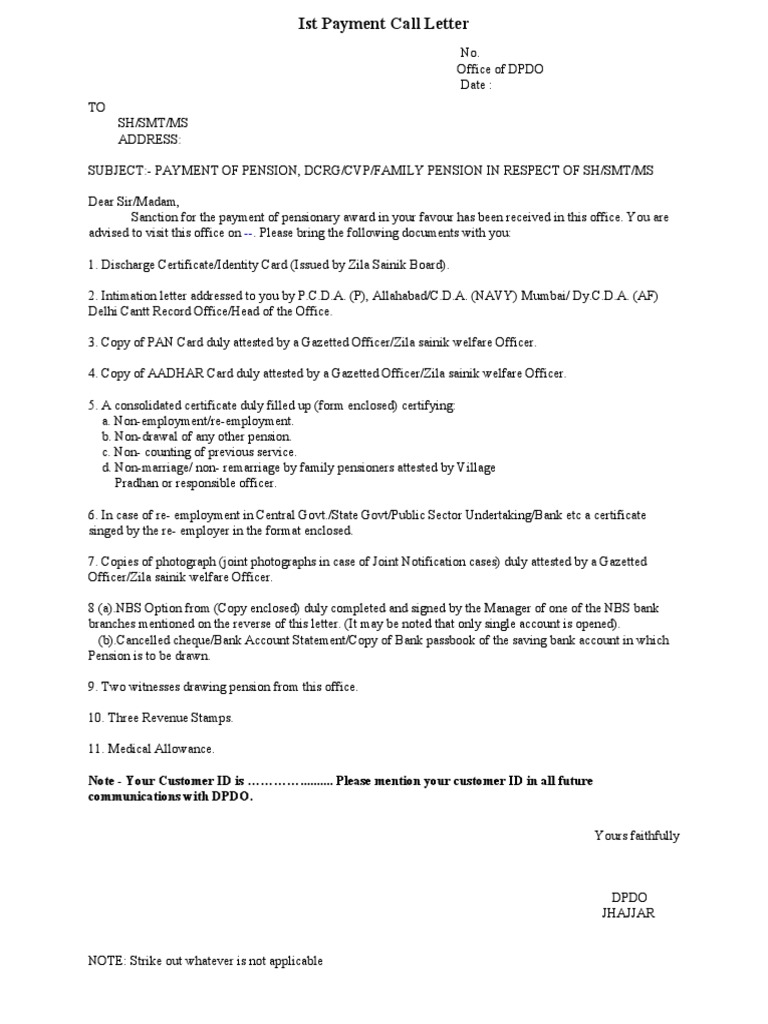 Call Letter 1st Payment | PDF | Service Industries | Banking