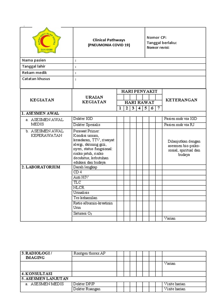 Clinical Pathway Pneumonia COVID-19 | PDF
