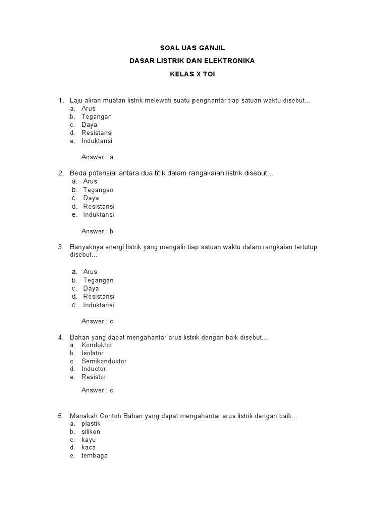 Soal Uas Ganjil Dle 1 | PDF