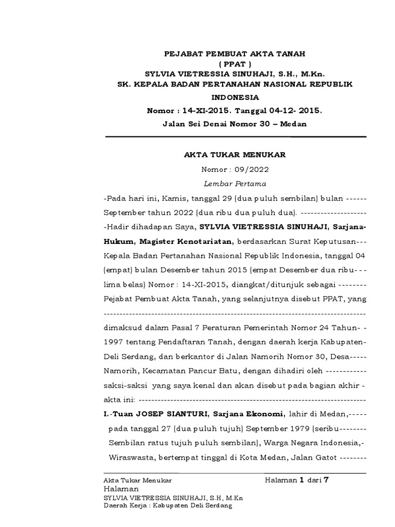 Akta Tukar Menukar | PDF