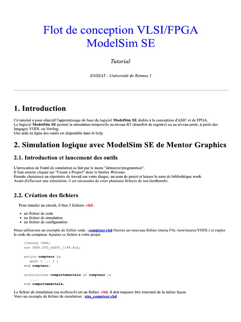 TUTORIAL ModelSim | PDF
