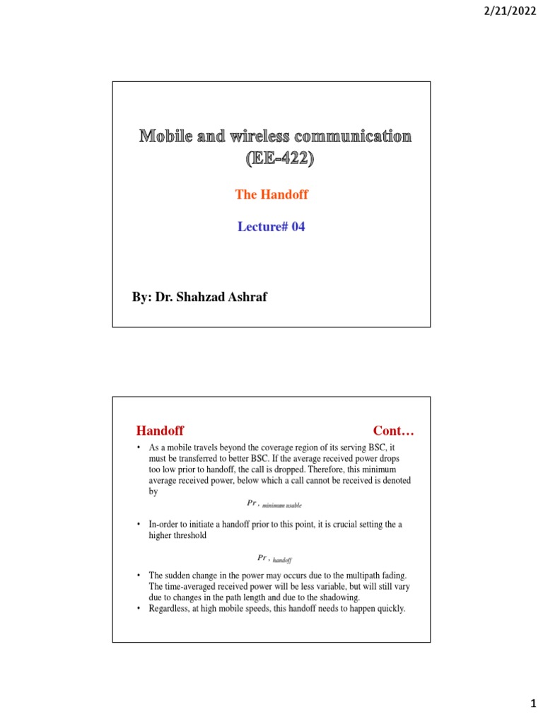 Lecture 04-The Handoff | PDF | Computer Engineering | Telecommunications