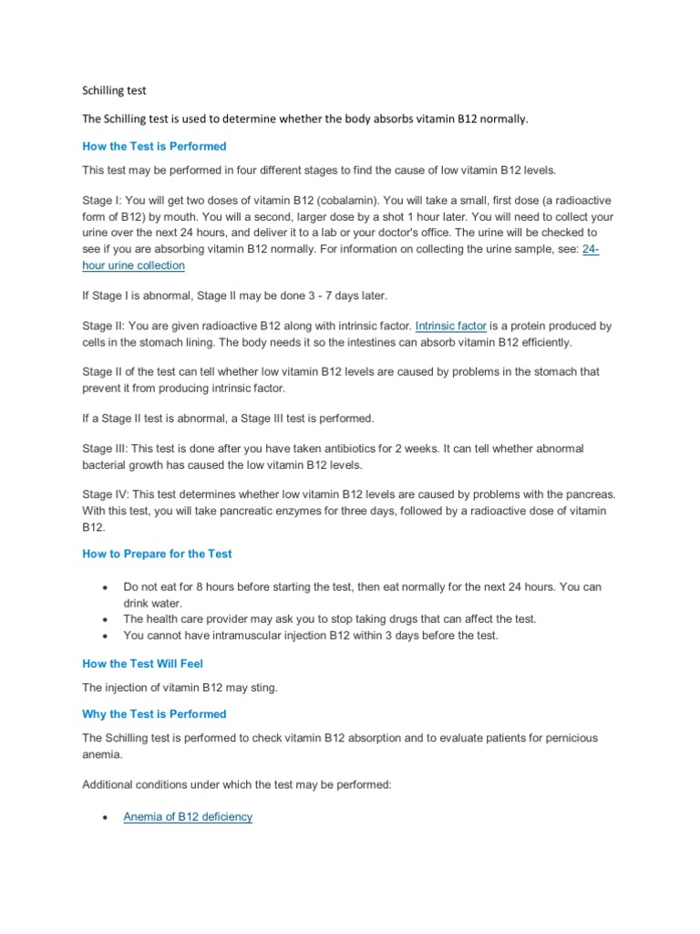 Schilling Test | PDF | Self-Improvement | Wellness