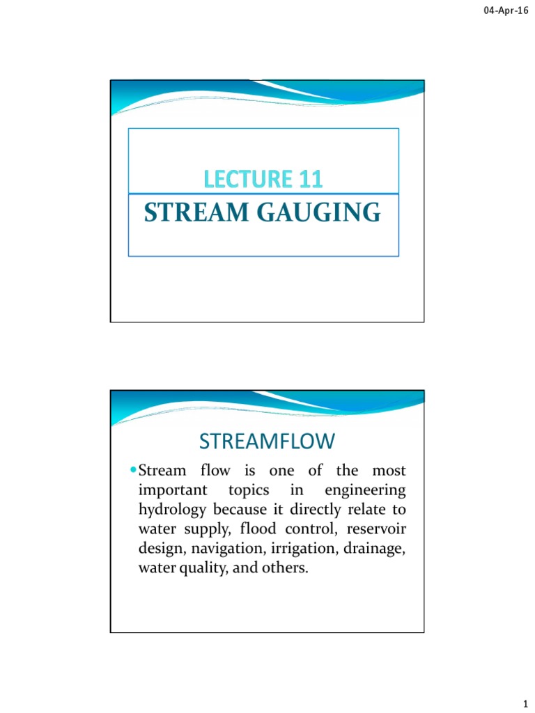 AH Lec - 11 | PDF | Discharge (Hydrology) | Civil Engineering