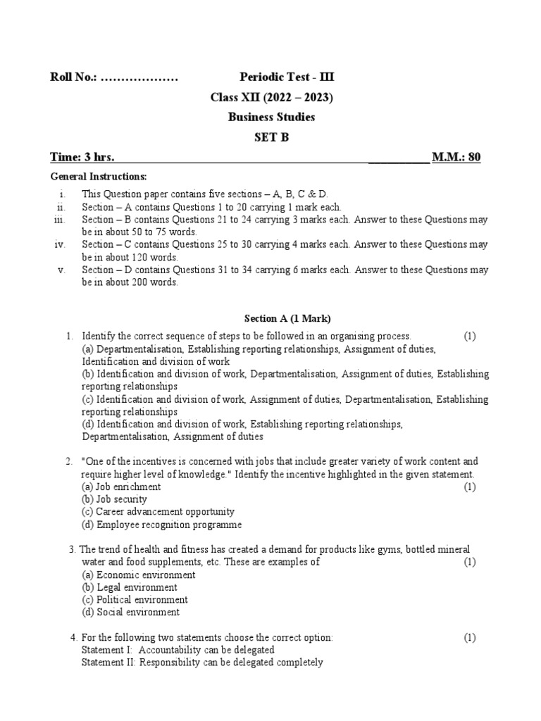 Pt-Iii BST Set-B 2022-23 | Download Free PDF | Business | Economies