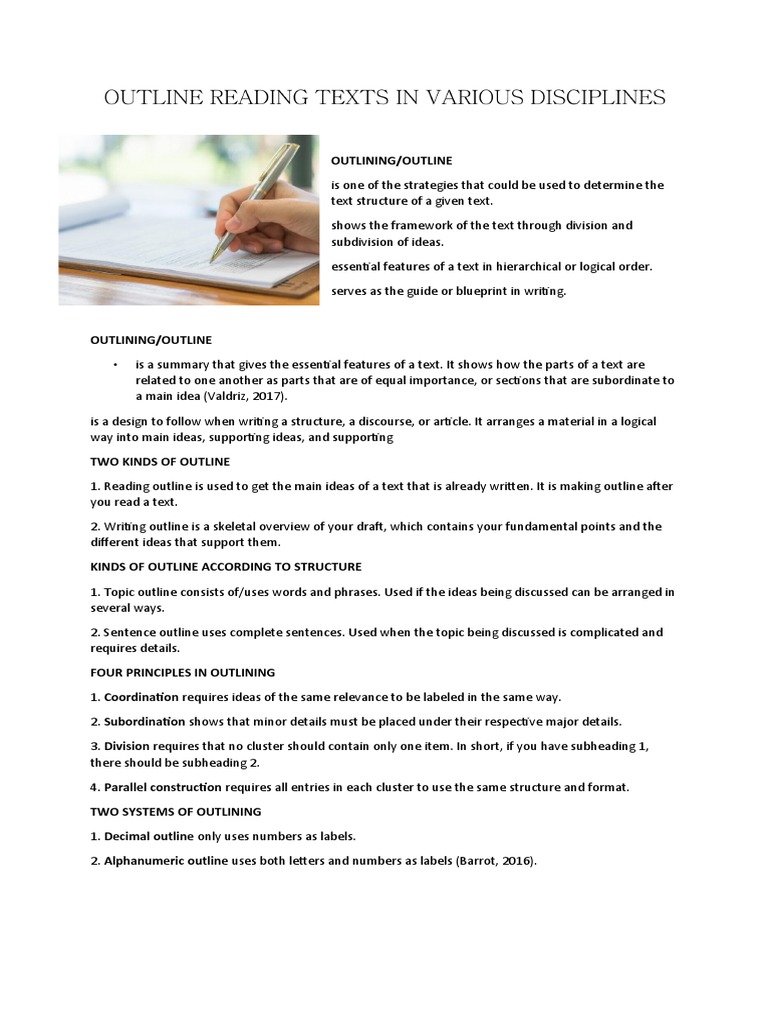 Outline Reading Texts in Various Discipline | PDF | Written ...