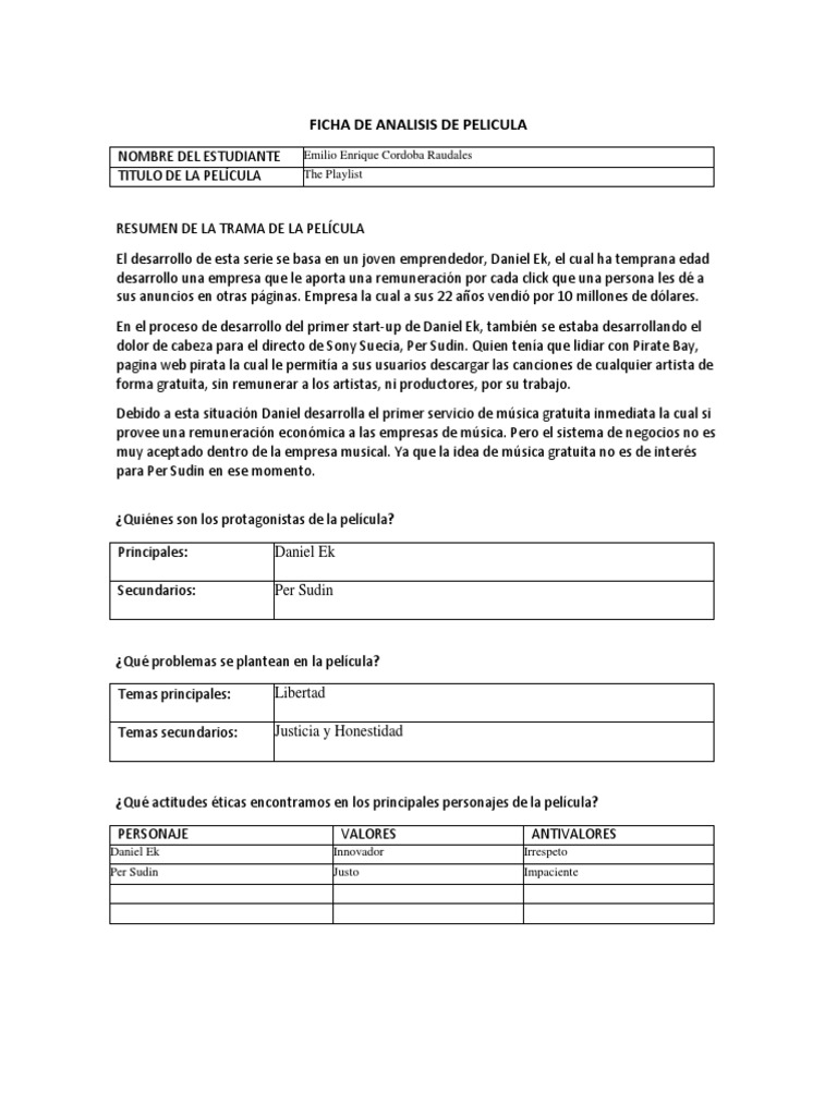 Ficha de Analisis de Pelicula | PDF | Business