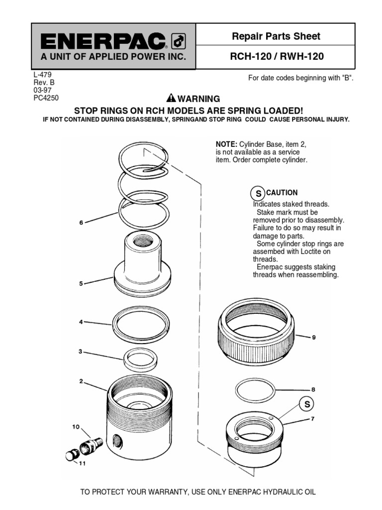 Enerpac rch120 rwh120 | PDF
