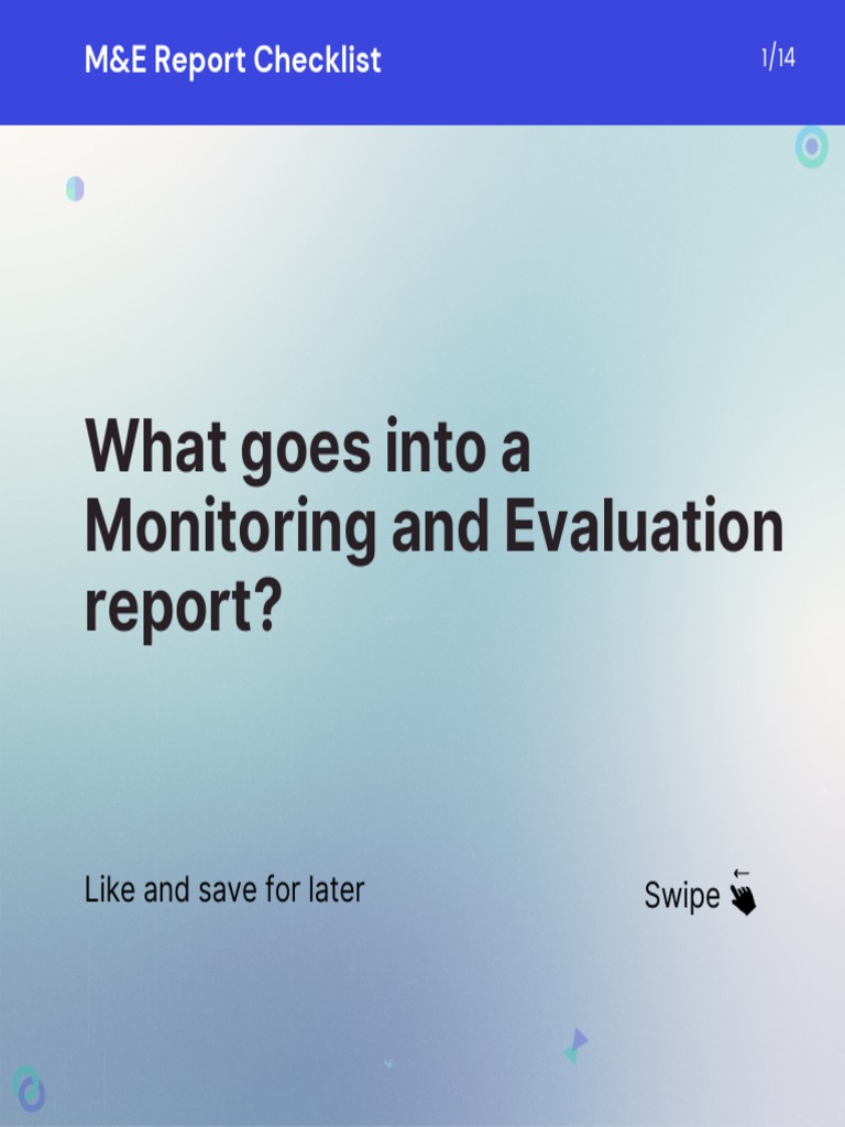 Monitoring and Evaluation Report Checklist | PDF | Evaluation ...