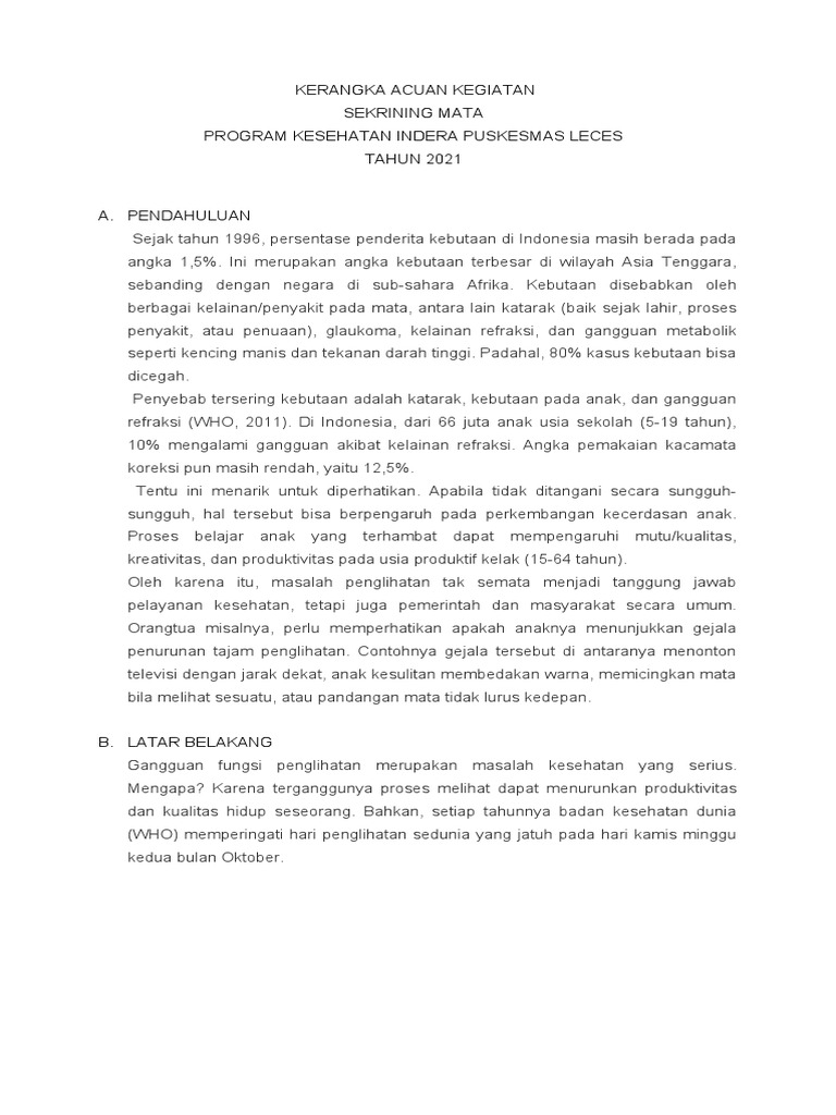 Kak Indra (Skrining Mata) 2021 | PDF