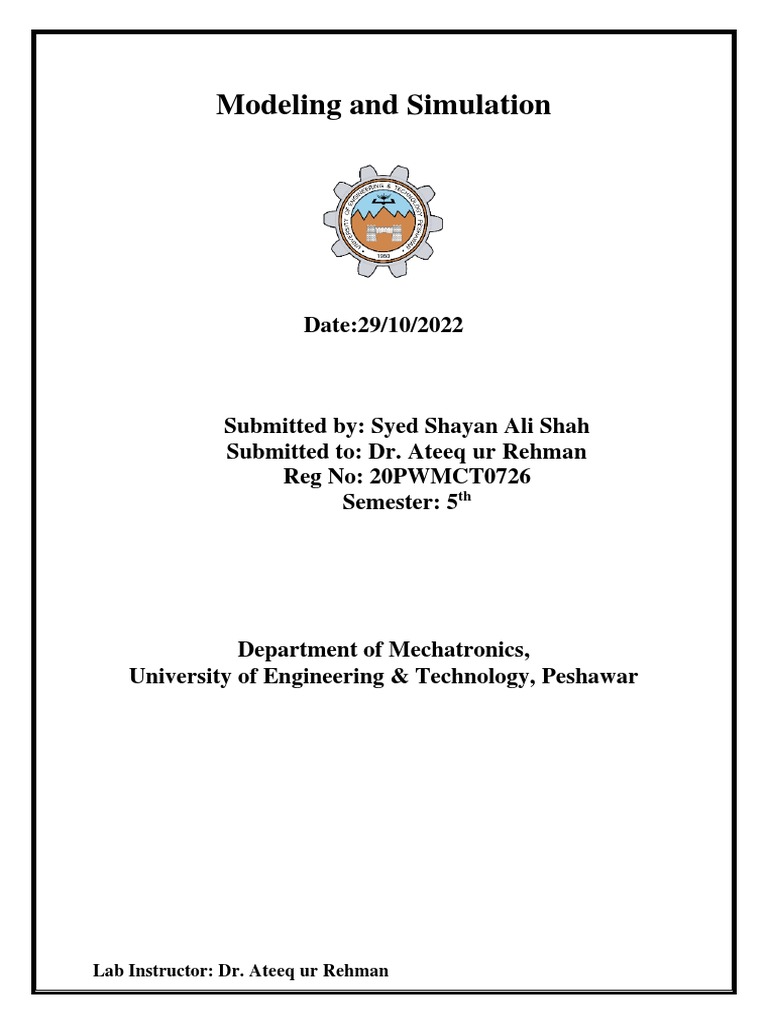 Modeling and Simulation Lab 2 | PDF | Technology & Engineering
