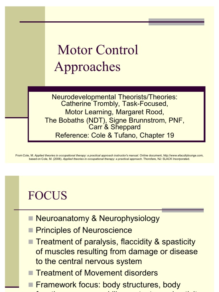 Motor Control Approaches | Motor Control | Occupational Therapy