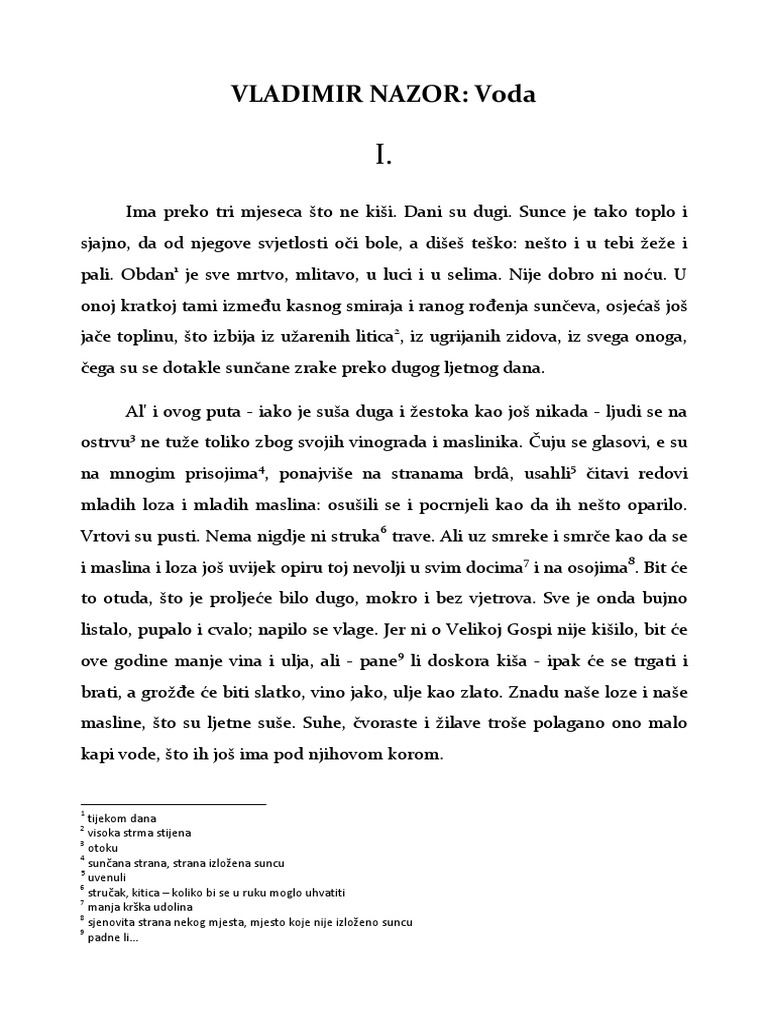 Vladimir Nazor - Voda - I. Dio | PDF