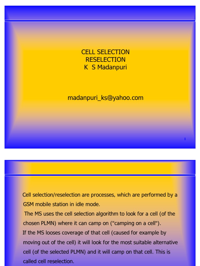 Cell Reselection & Selection | PDF | Subroutine | Hysteresis