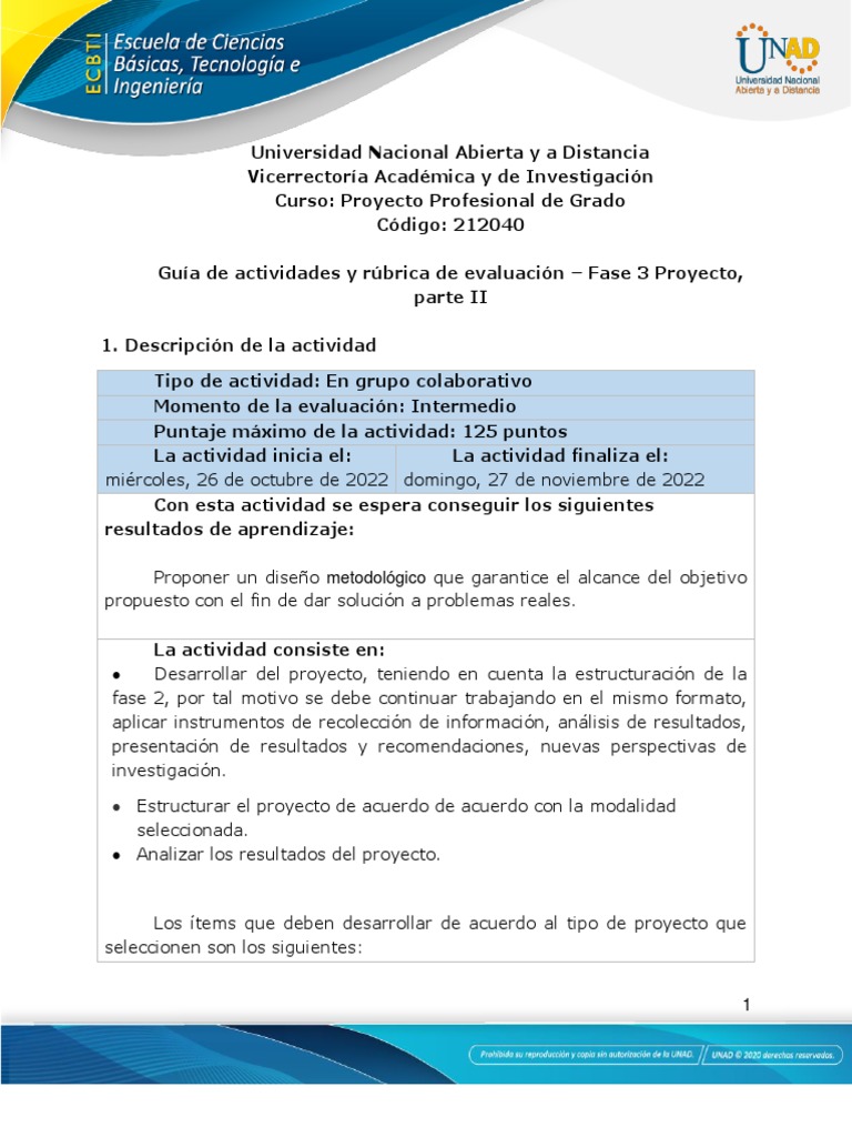 Guía de Actividades y Rúbrica de Evaluación - Fase 3 - Proyecto, Parte ...