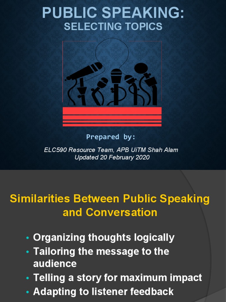 Public Speaking Topic Selection Guide | PDF | Public Speaking ...