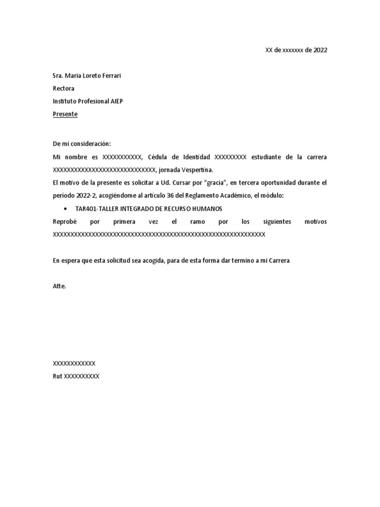 Formato Carta Solicitud de Gracia | PDF