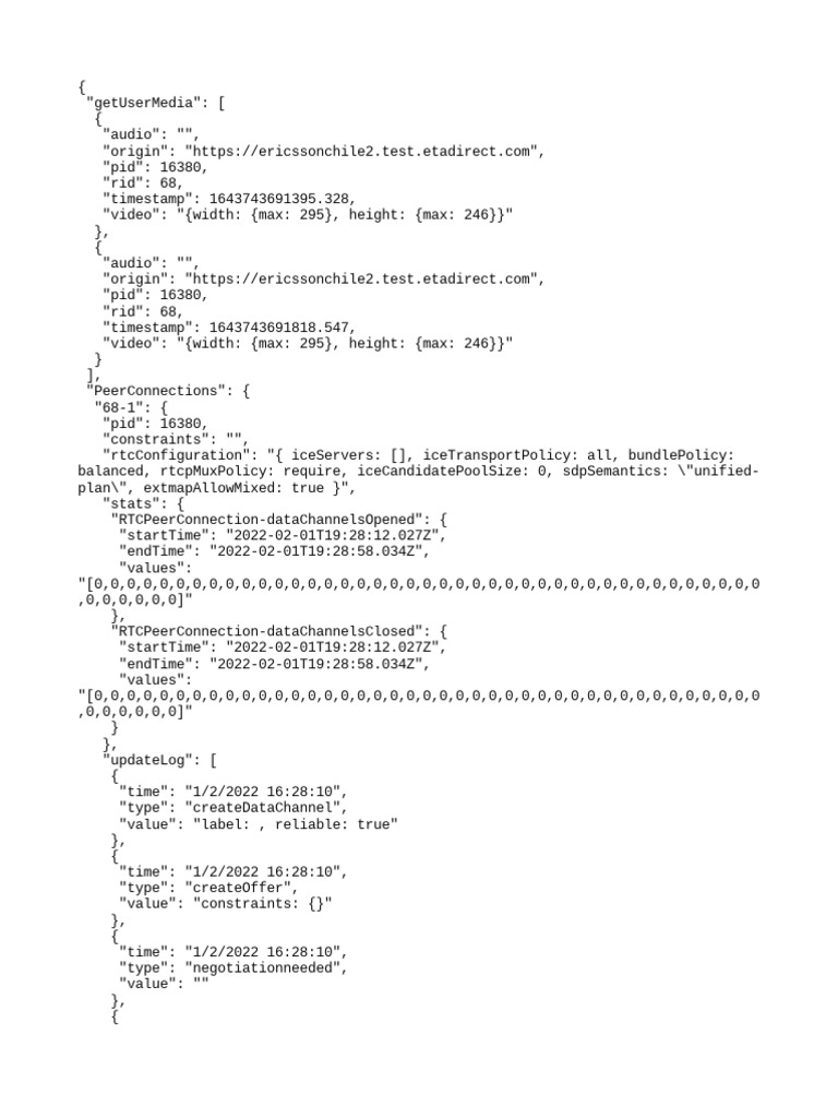 Webrtc Internals Dump | PDF | Network Protocols | Network Architecture