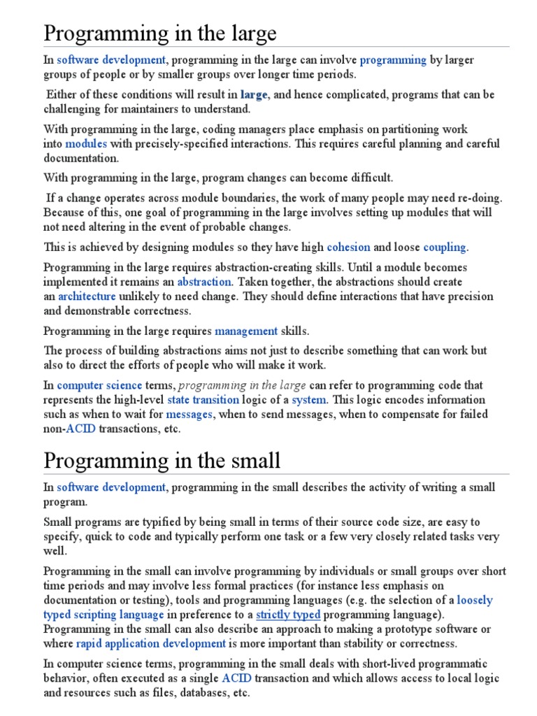 1.small Vs Large Scale | PDF | Computer Programming | Information Technology