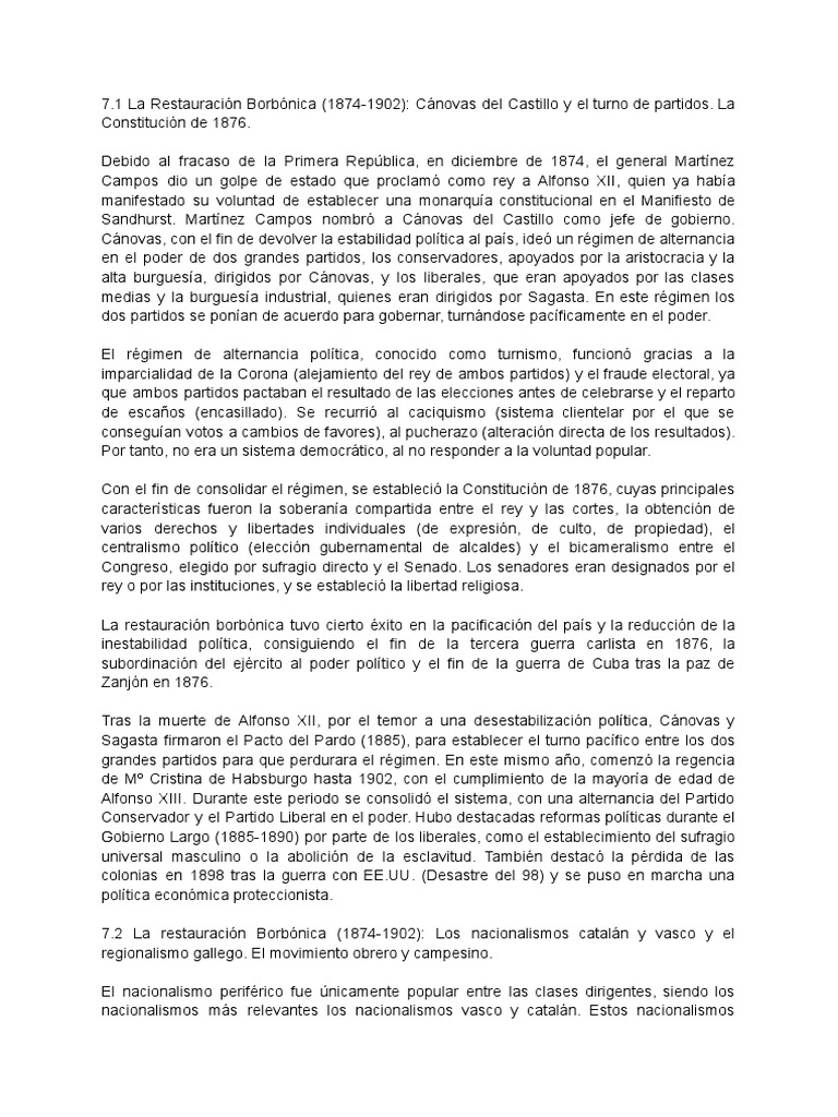 Bloque 7 Historia De España Evau Madrid Pdf España Cuba