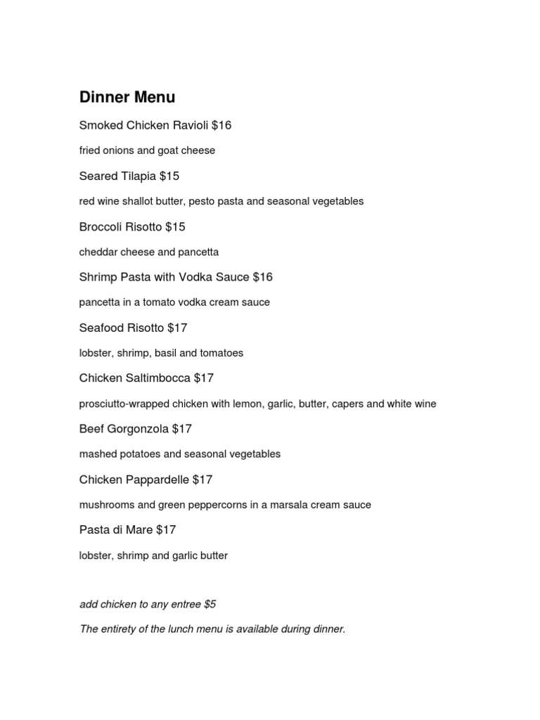 Dinner Menu | PDF