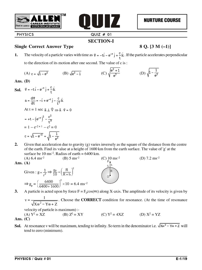 Quiz # 01 (With Solution) | PDF