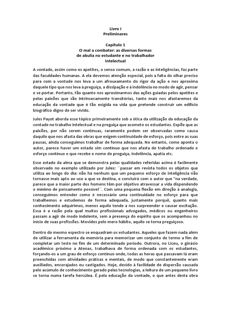 A Educação Da Vontade - Jules Payot | PDF | Autoajuda