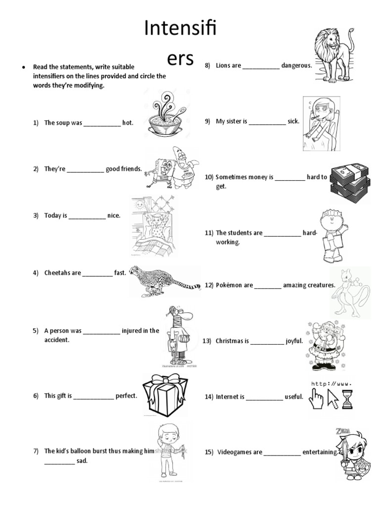 Intensifiers Grammar Drills - 119998 | PDF